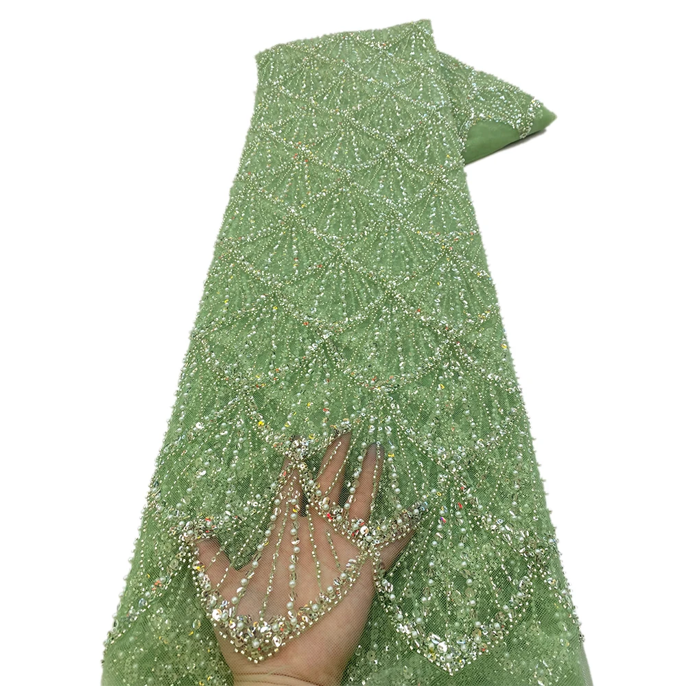 Alibaba.com: NI.AI Elegant Beaded Net Lace Fabric with Pearl and Sequin ...