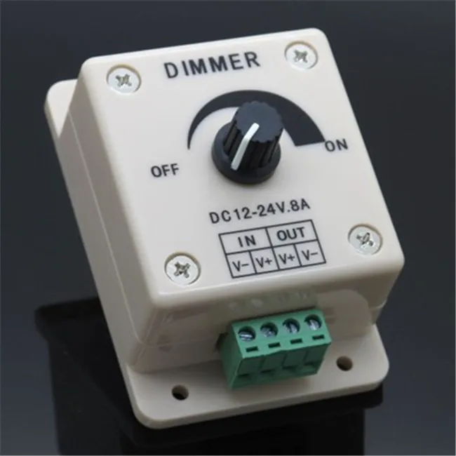 Manual Knob Dimmer 8A LED Monochrome Plastic Switch 12-24V
