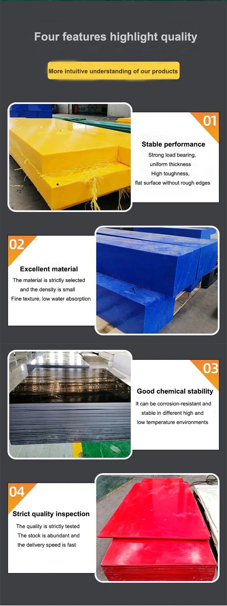 Very High Impact Strength UHMWPE1000 Material 10 to 250mm Colored UHMW ...