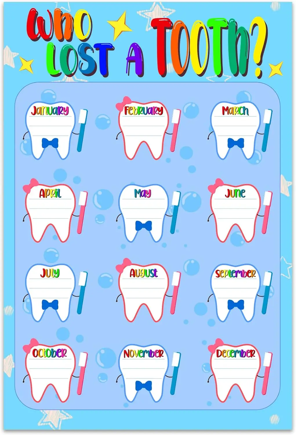 Tooth Chart Poster Back To School Healthy Poster For Classroom Nurse ...