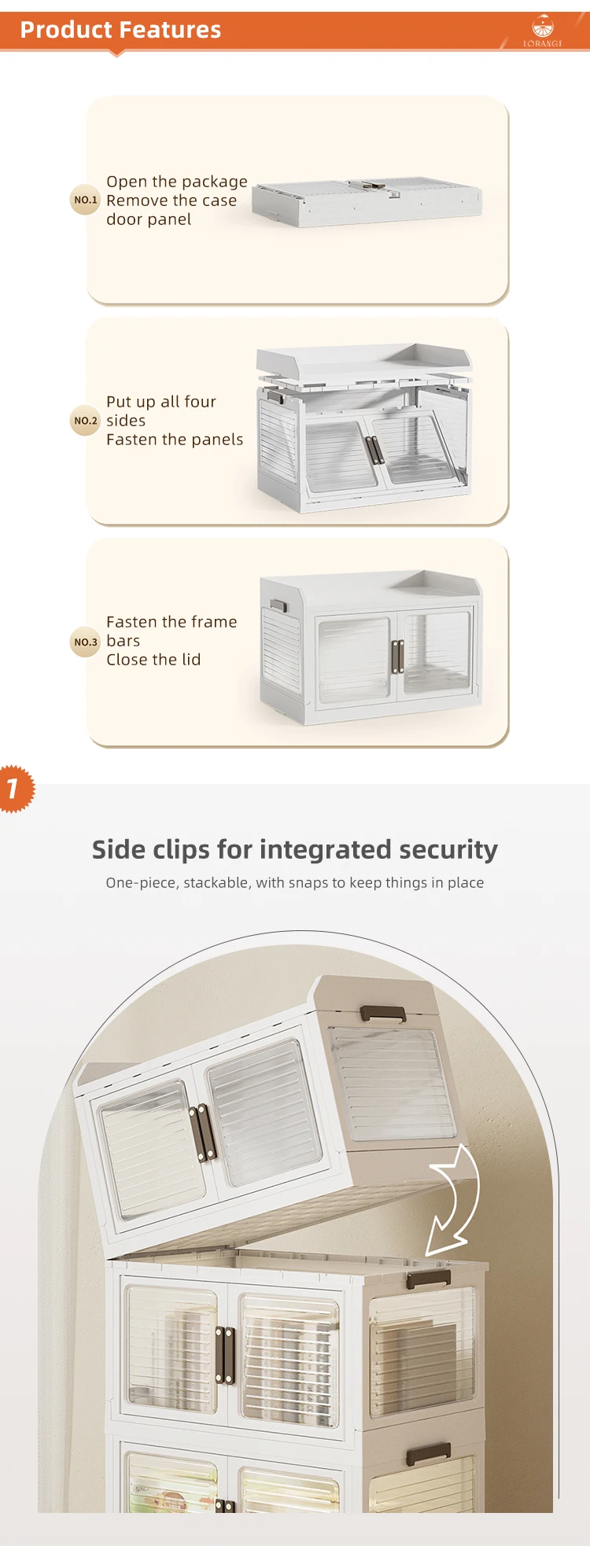 Double Doors Large Clear Plastic Storage Box Collapsible Storage Bins ...