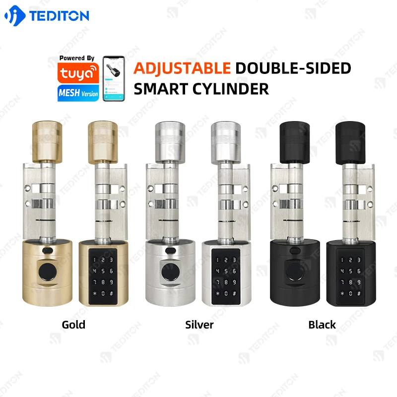 Tediton Newest Design Gold Smart Cylinder Lock Euro Cylinder Lock Tuya ...