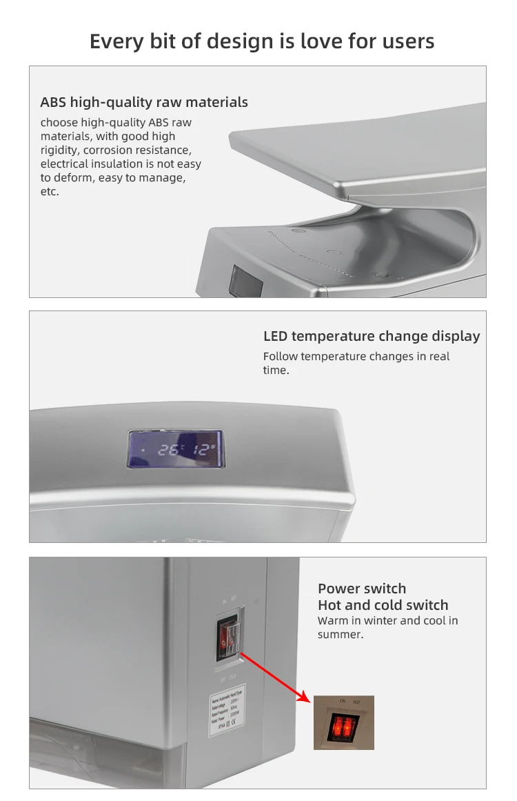 Modern Wall Mounted air Steam Automatic Sensor 2000w Commercial Hand ...