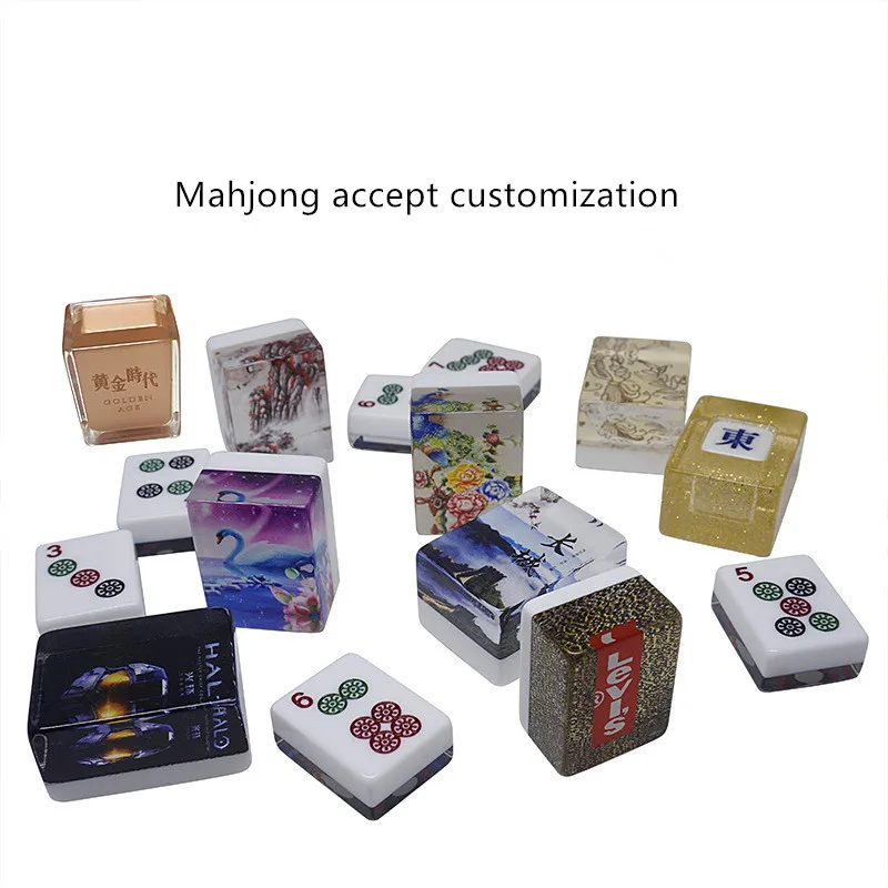 Luxury Chinese Mahjong Set Family Table Board Yellow Mahjong Set Travel ...