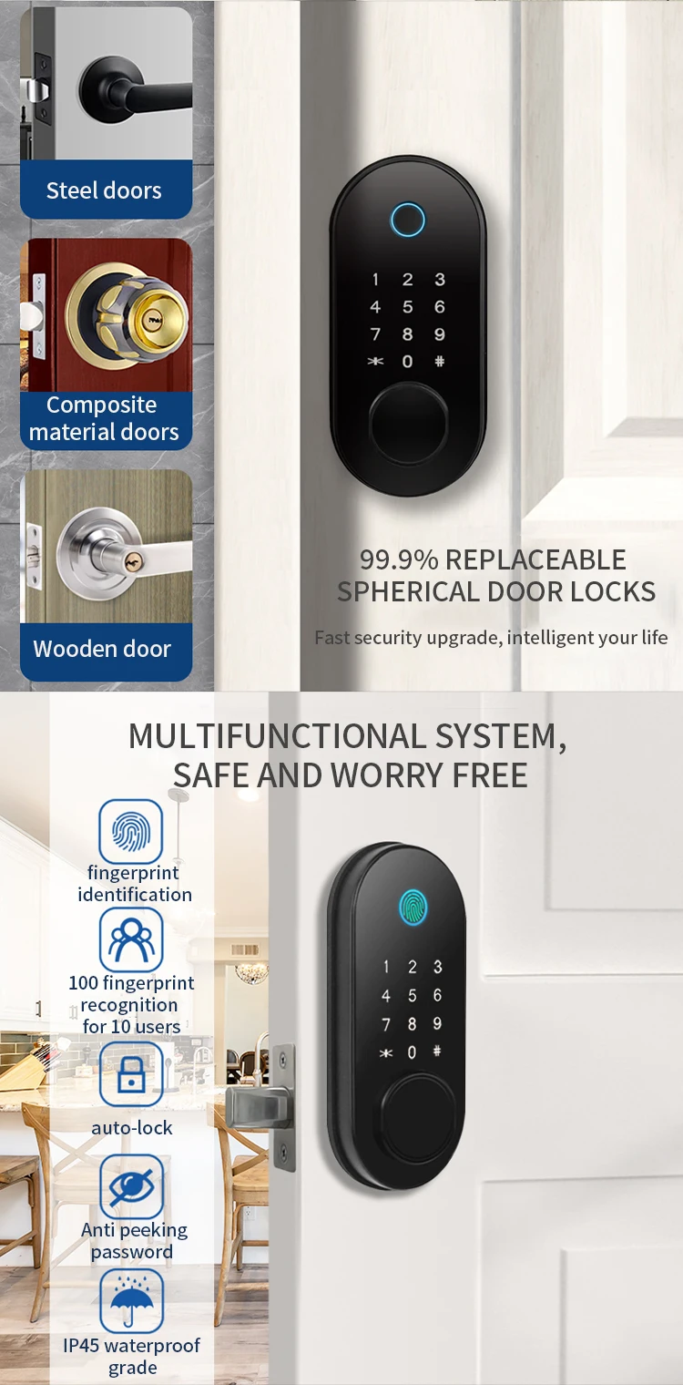 Aidmi Ttlock App Password Smart Door Lock Electronic Keyless Door Lock ...