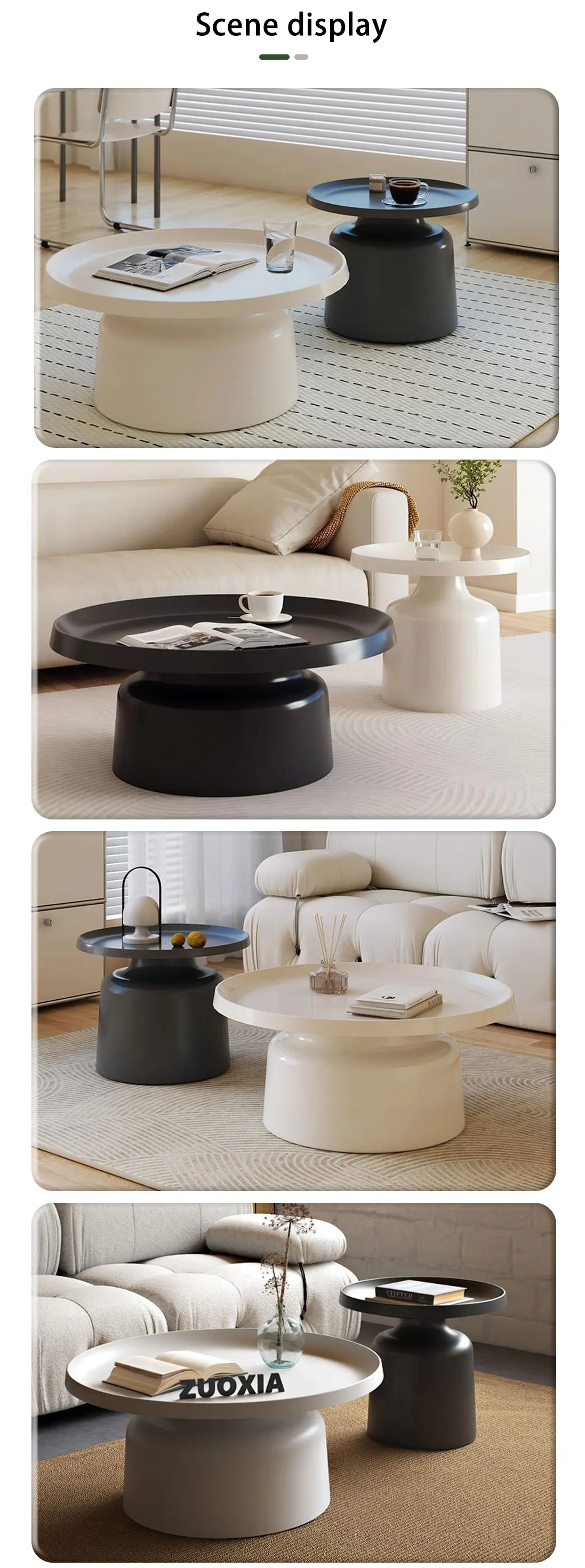 Modern White Drum Round Coffee Table - Ideal for Living