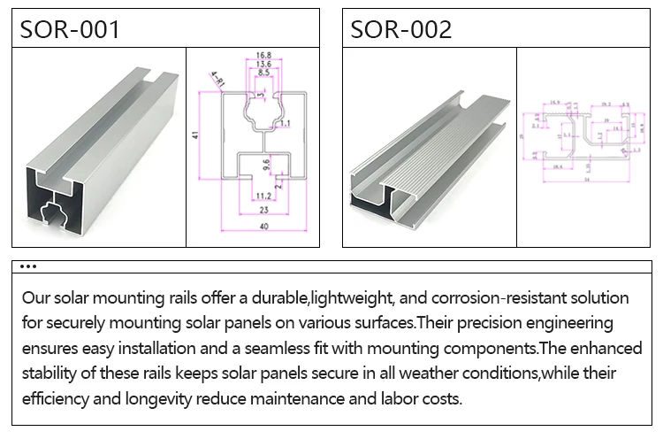 6000 Series Pv Bracket Solar Mounting Rail Aluminum Extrusion Profile ...