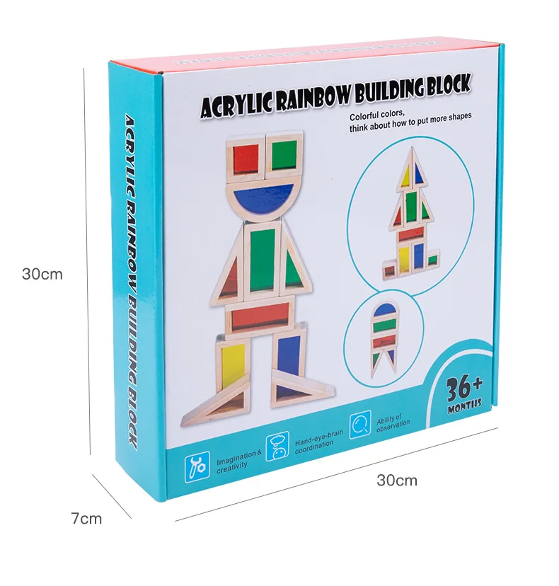 Large Rainbow Sensory Blocks 20 Pcs Wooden Toys For Toddlers Play On ...