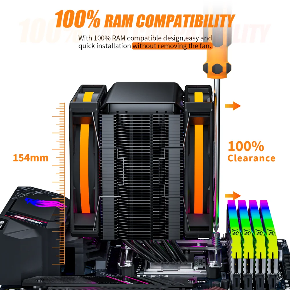 Uphere Aluminum Heatsink 120mm Argb Tower Fan Lga 1700 2011 Fans And ...