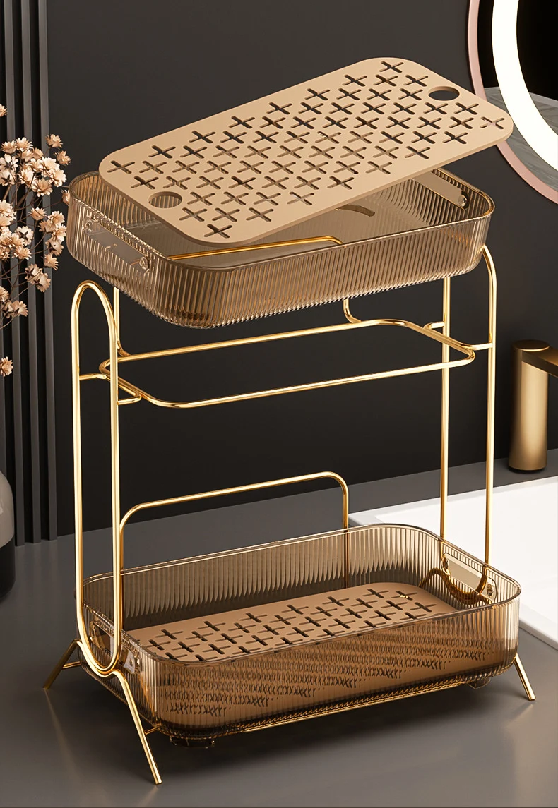 New 2 Tiers Clear Desktop Storage Shelf Stand Skincare Organizer Holder ...