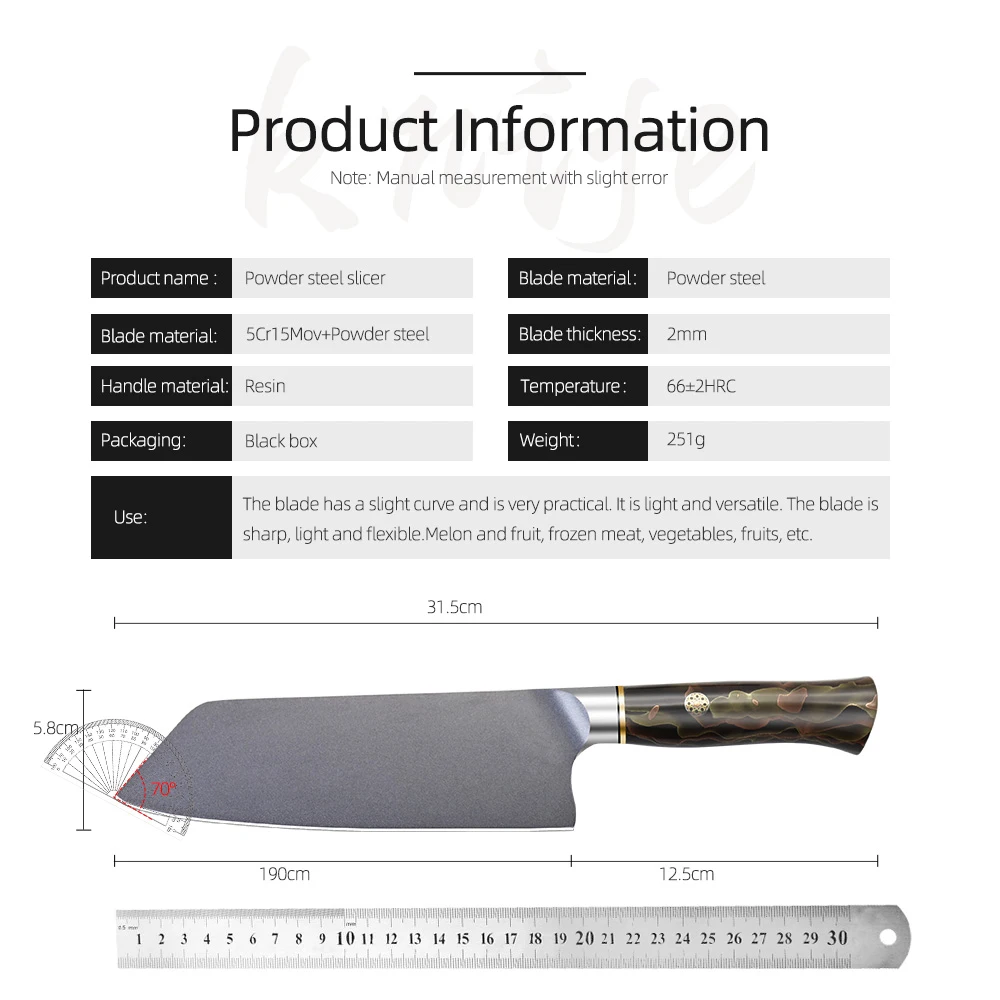 M390 Powder Steel Nakiri Knife - 7 Inch Professional Kitchen Tool