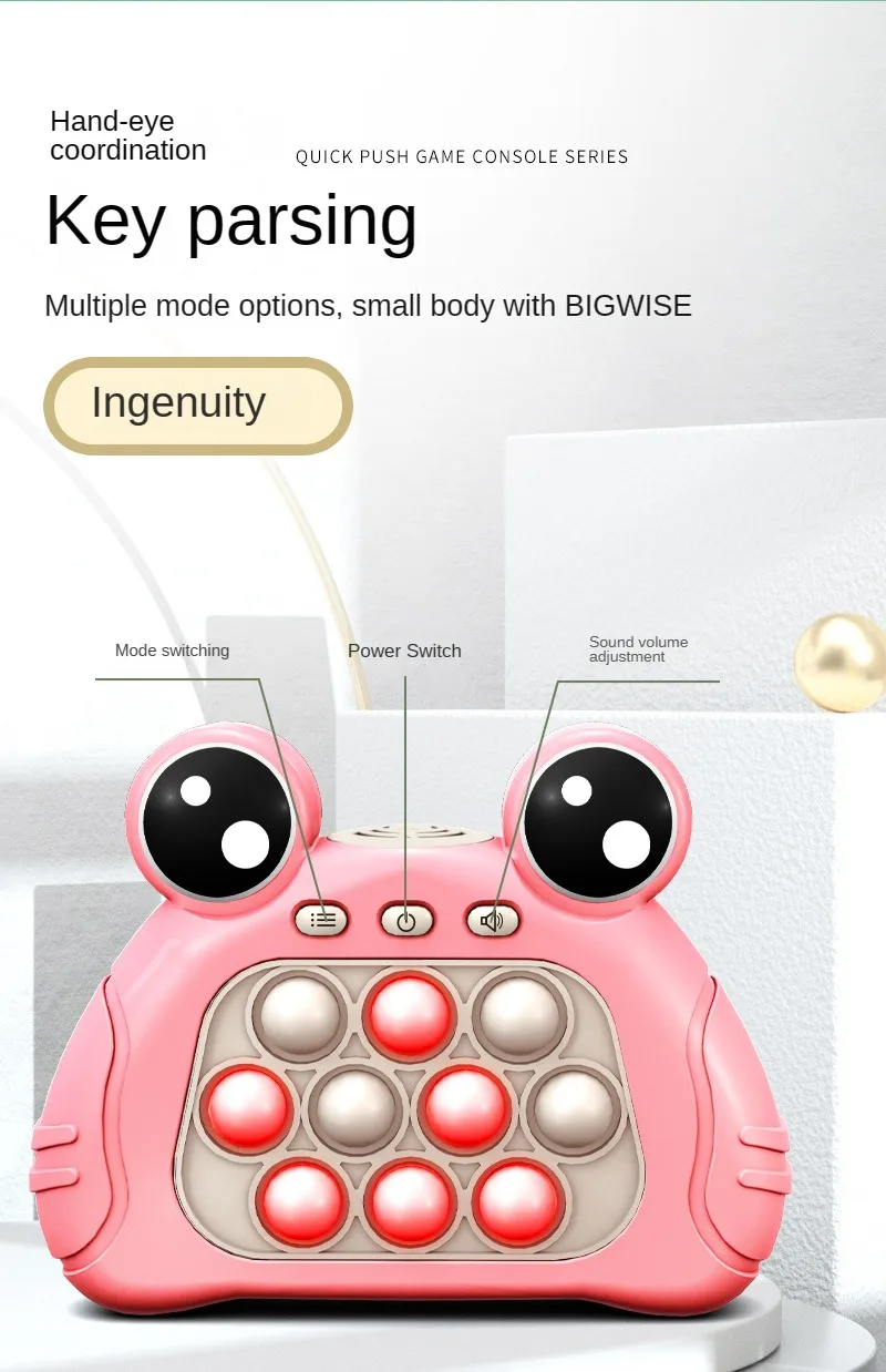 Quick Push Light Up Fidget Toy Handheld Bubble Game Console Toy Pop Fidget Push Game Electronic ...