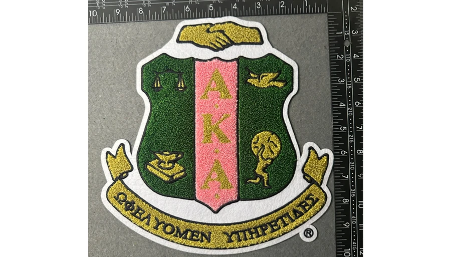Stock Aka Sorority Shield Patches Pink And Green Iron On Patch For ...