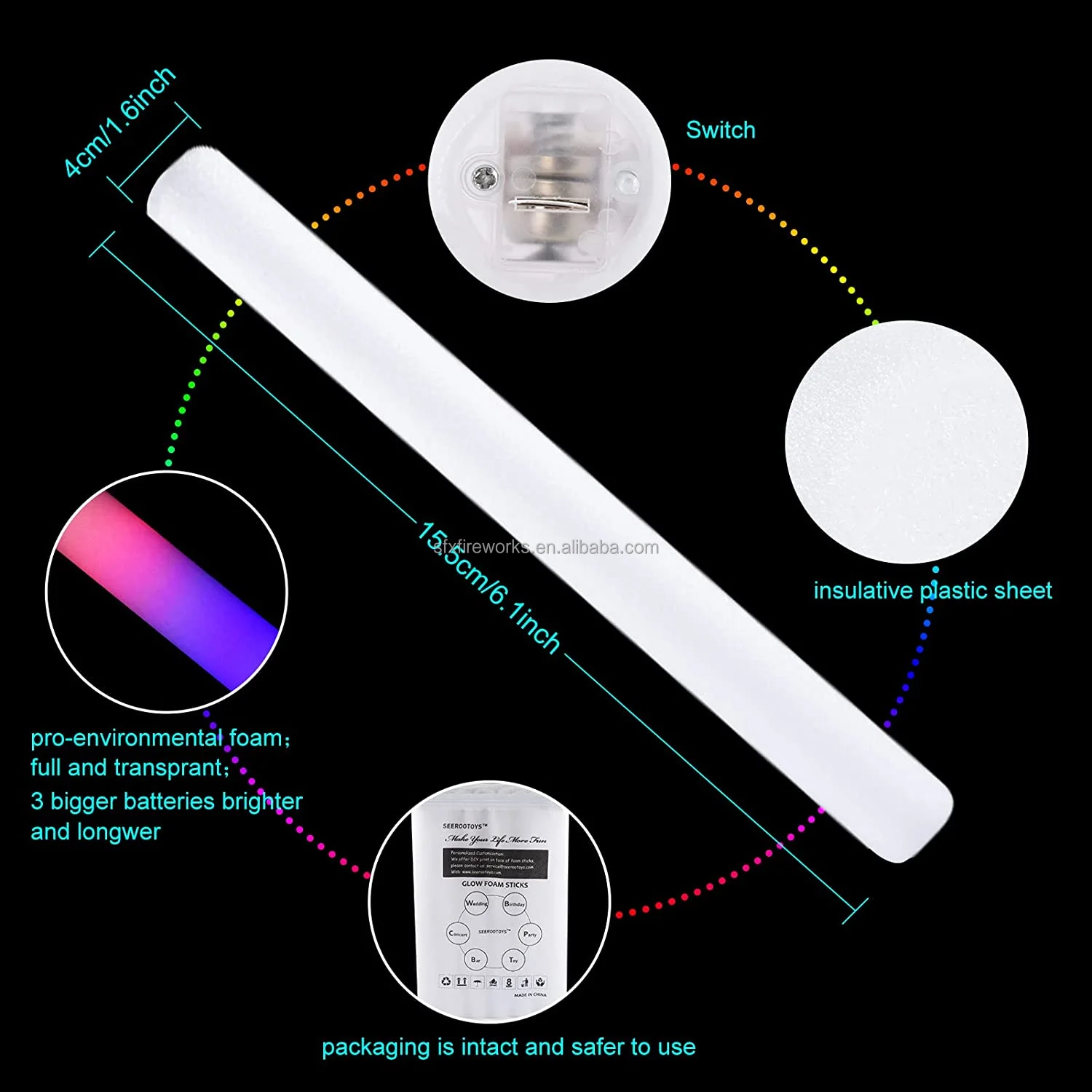 3 Modes Flashing LED Light Sticks for Parties & Events