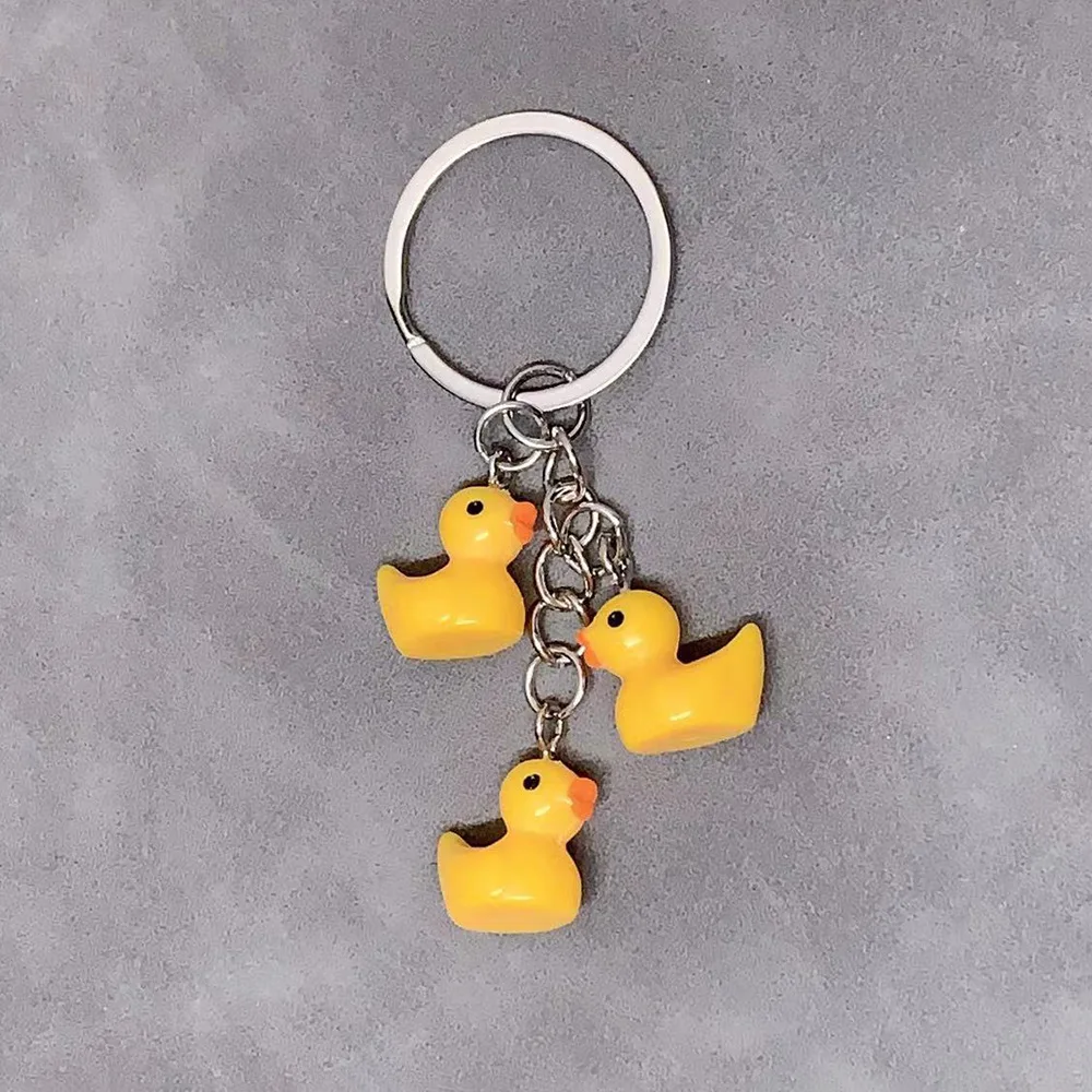 Creative Three Mini Yellow Duck Charm Keychains for Bags & Purse ODM