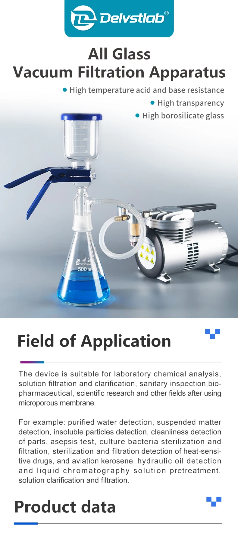 Laboratory Vacuum Filtration Hplc Mobile Phase All Glass Holder Unit ...