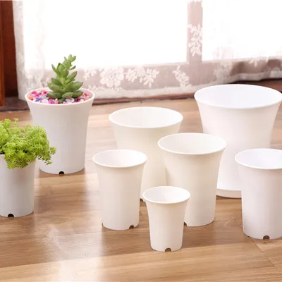 White Round Pp Plastic Flower Pot Succulent Vientiane Orchid Plant ...