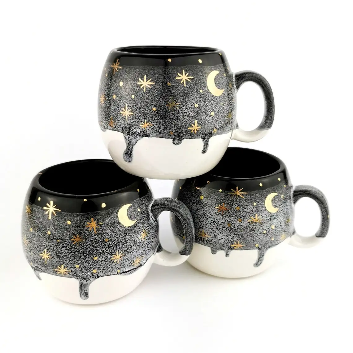 Gold Black Ceramic Mugs,Handmade Pottery Moon Cups Ideas Porcelain ...