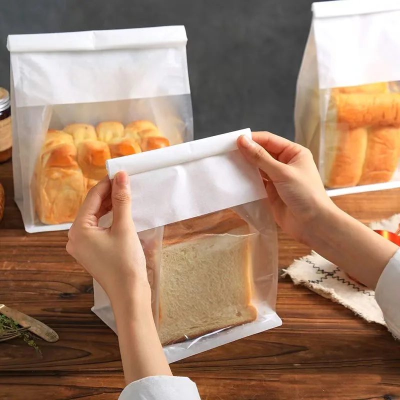 Custom Bakery Paper Packaging Bag Bread Loaf Bagel Toast Brown Bakery ...