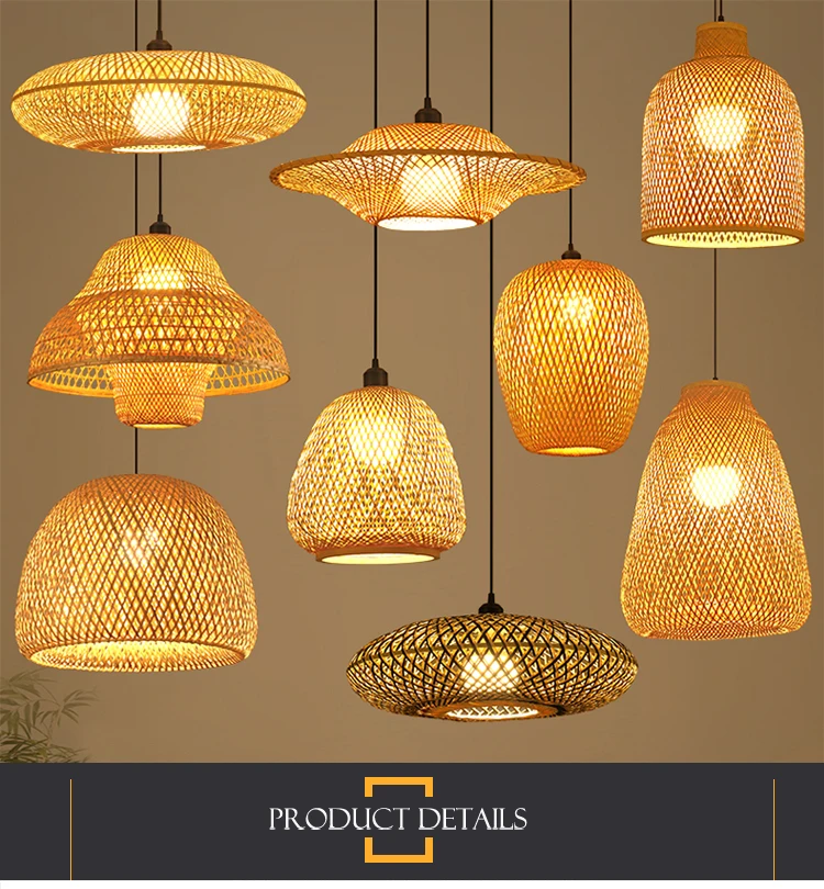 Handmade Pendant Lights - Natural Bamboo Wicker Chandeliers
