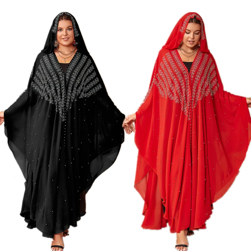 Muslim Hooded Robes Boubou African Abaya Dresses For Women Elegant ...