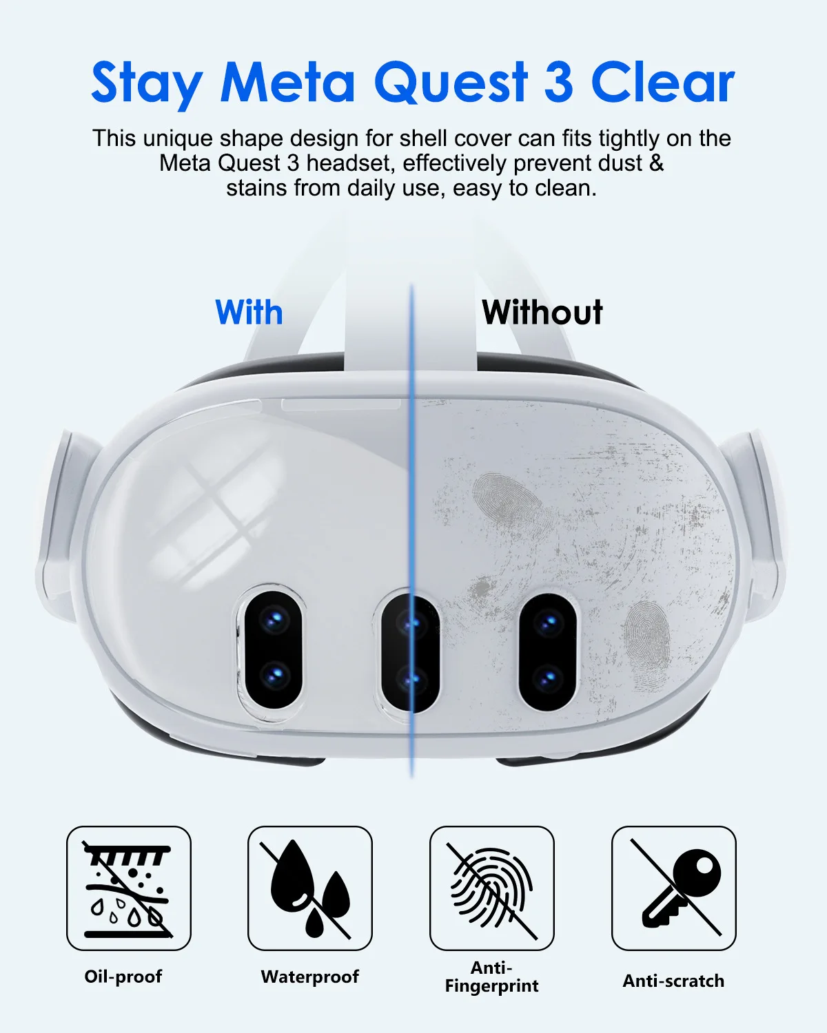 AL-Q113 VR Transparent Clear Shell for Meta Quest 3 Crystal Protective ...