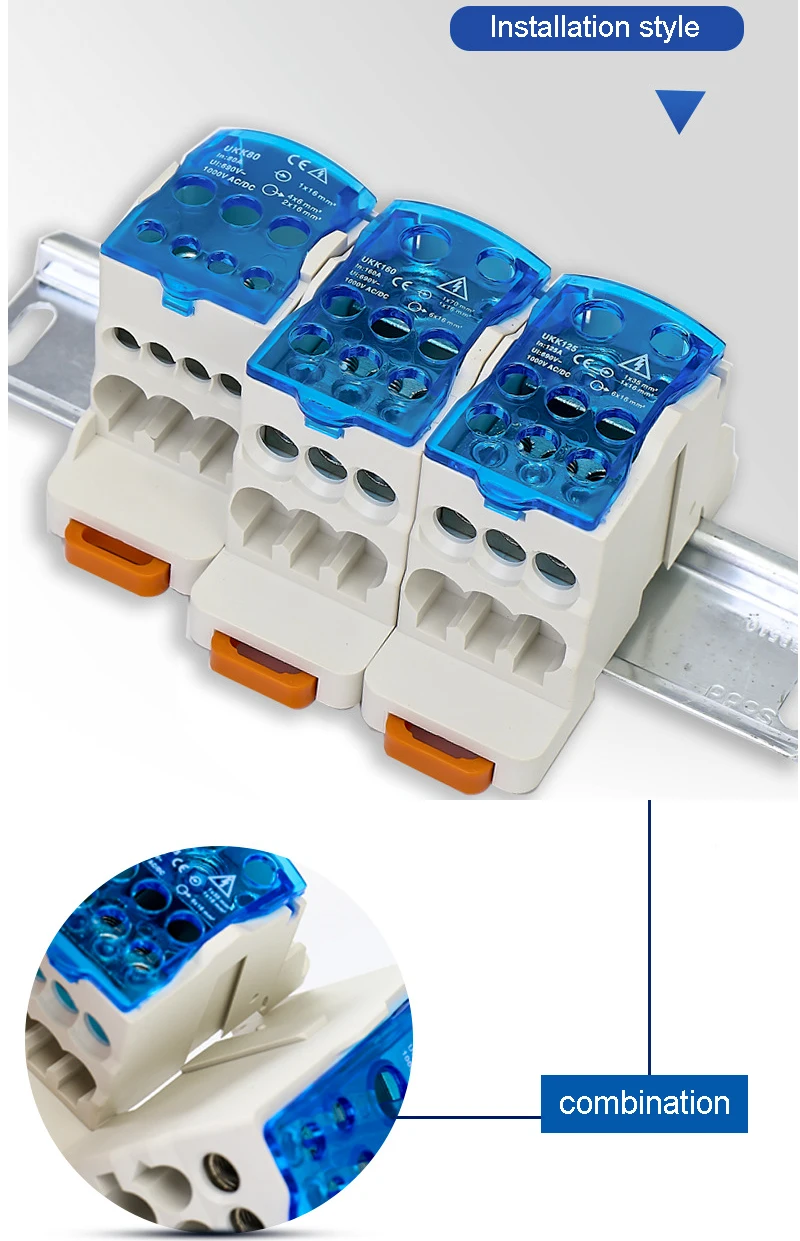 Ukk200a Wiring Terminal Distribution Box Din Rail Terminals Copper Tin Plated Junction Box - Buy ...