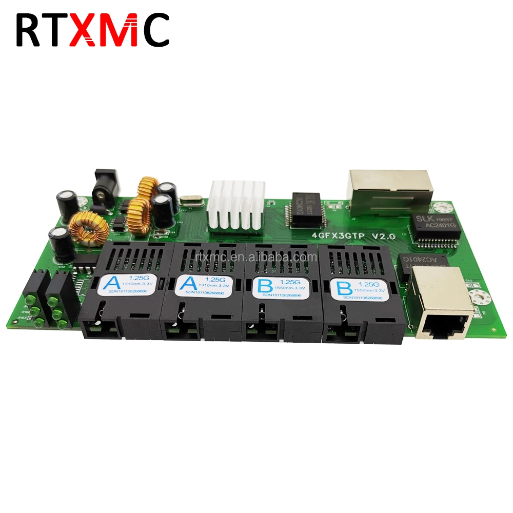 Gigabit Ethernet Switch with 4 Port Fiber & 3 Port UTP