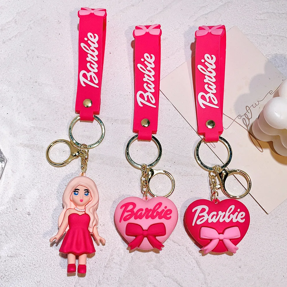 Princess Barbie Letter Keyring Heart Silicone Pendant Cute Bag Car Key ...