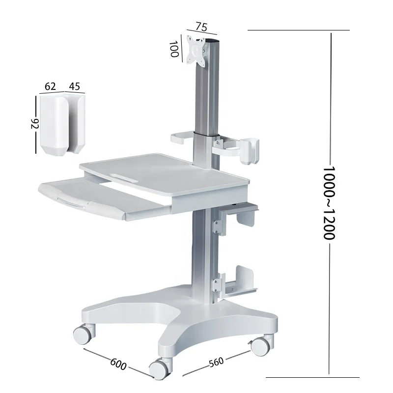 Customized Mobile Medical Computer Trolley Cart Hospital Furniture ...