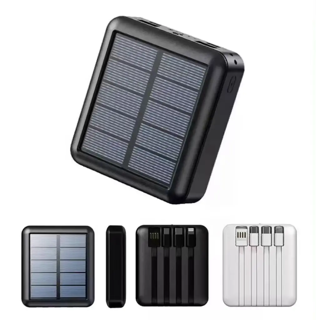 Factory Price 4-Cable Mini Portable Power Bank Fast Solar Charger LED ...
