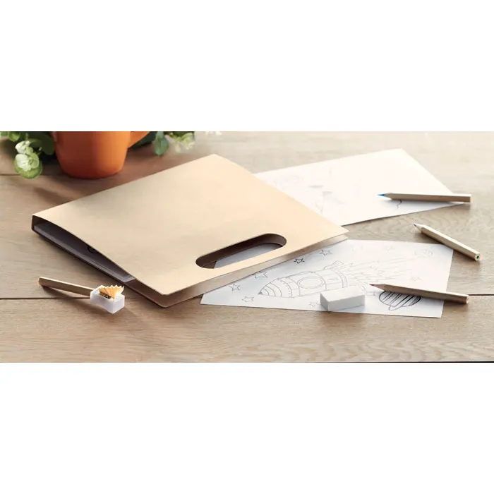 ECO FRIENDLY PROMOTIONAL KRAFT PAPER COLORING BOOK WITH COLORED PENCILS ...