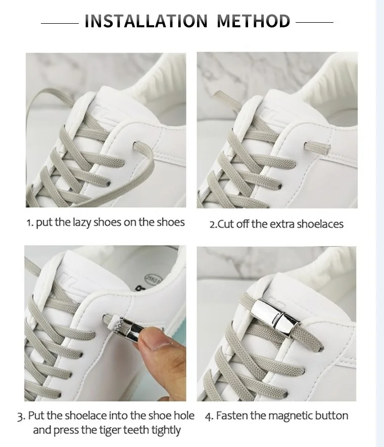 Free Sample Elastic Lazy Laces Buckle Shoe Laces Magnetic
