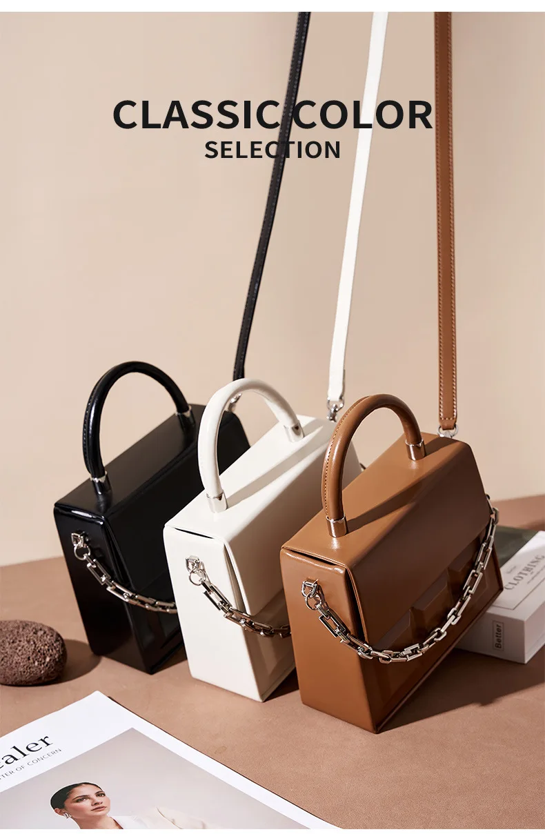 2024 New Genuine Leather Women's Handbag Box Bag Trend Fashion Unique ...