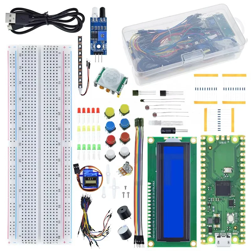 Starter Kit For Raspberry Pi Pico Development Board Breadboard Lcd Module Python Programming ...