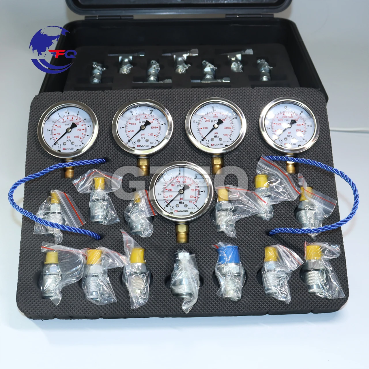 Generic Excavator Hydraulic Pressure Test Kit - 5 Gauges
