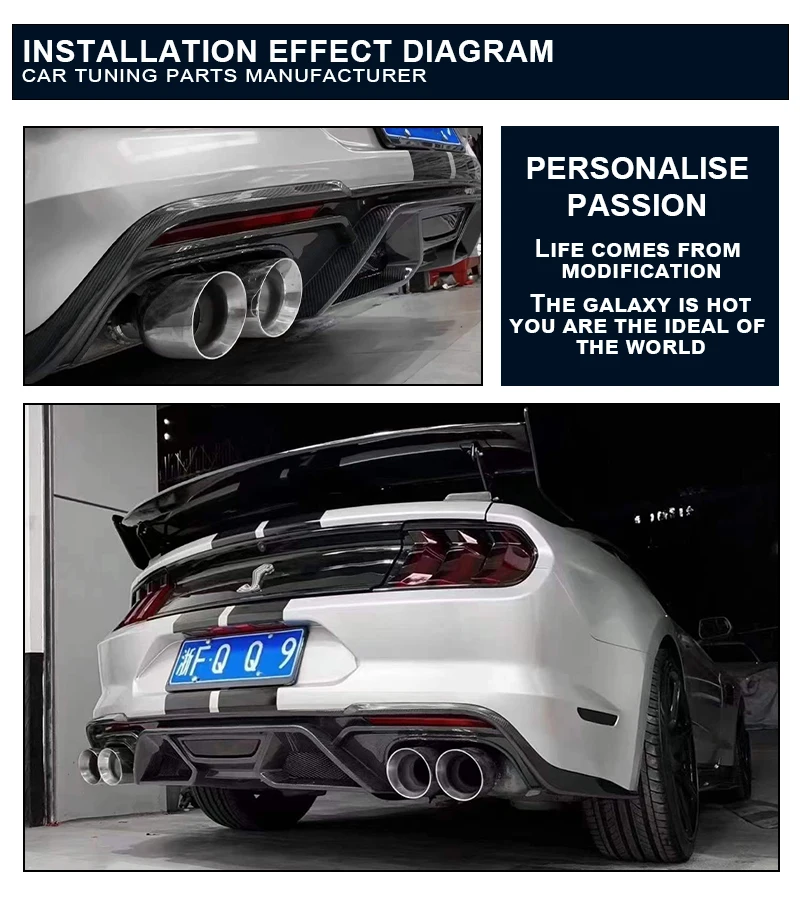 GT500 Style Carbon Fiber Rear Diffuser for Ford Mustang 2018-2022 Rear ...