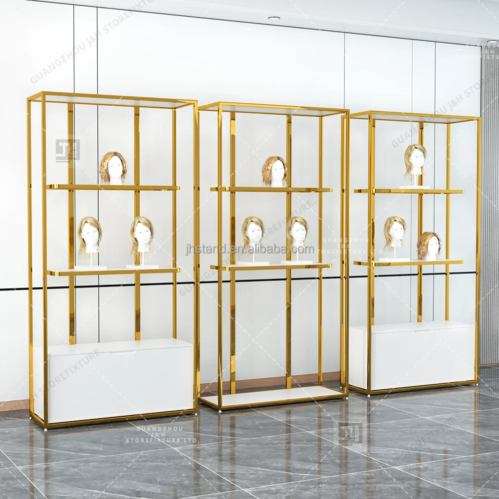 Luxury Stainless Steel Gold Wig Display Rack for Hair Salon Decoration ...