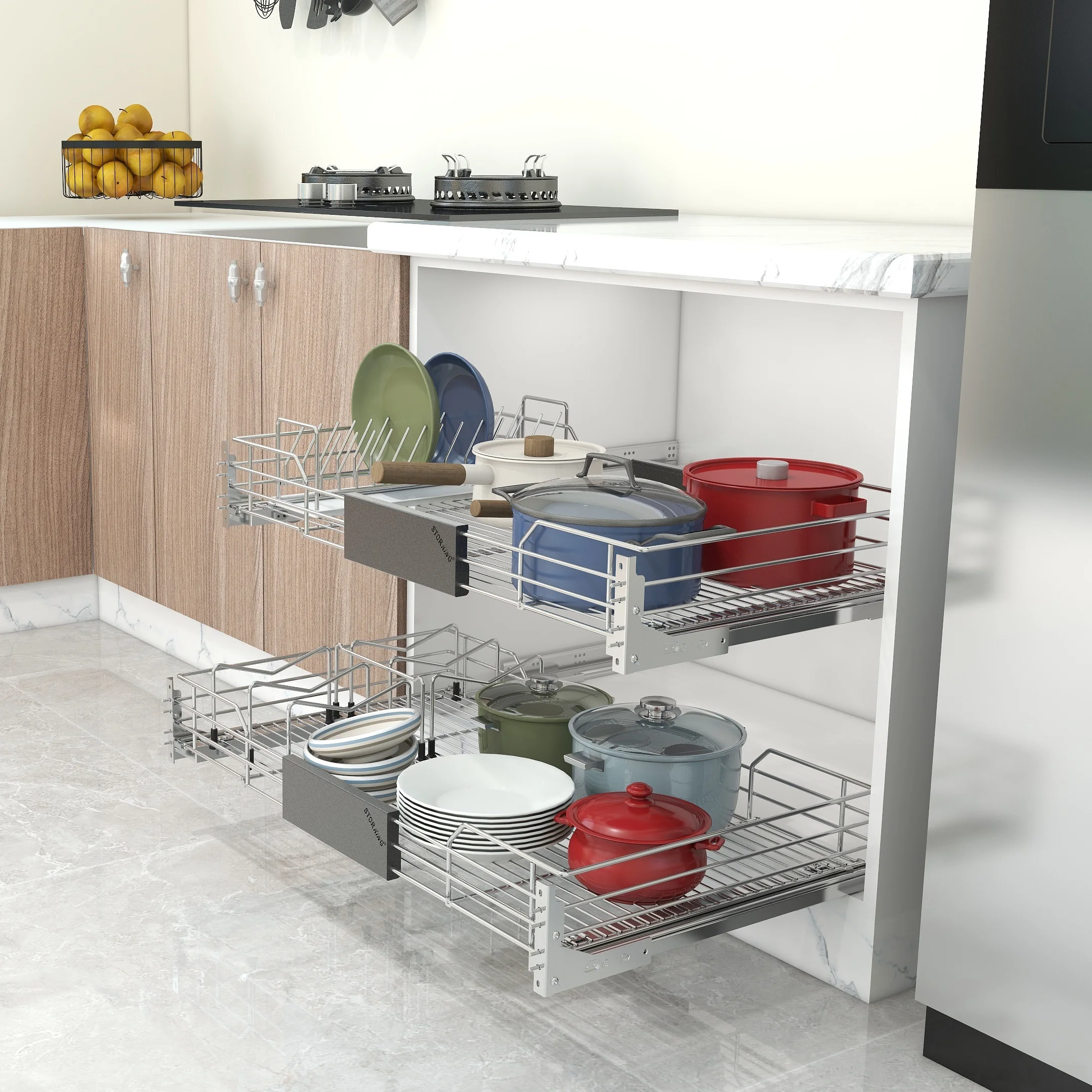 kitchen cabinet pull out width adjustable pull out kitchen baskets with ...