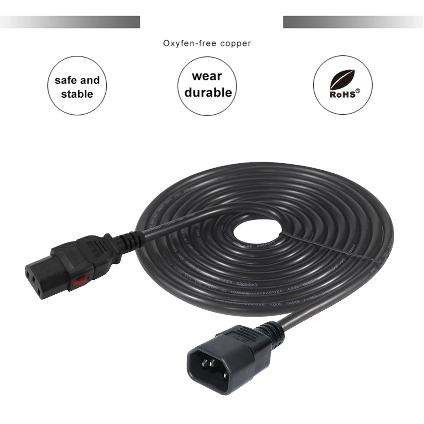 0.75mm Male Connector 1m Iec Power Plug C13 To C14 Electric Cord Extension Supply Cable - Buy ...