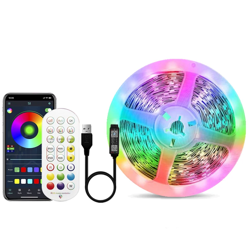 App Control Led Smart Strip Lights 5050 Rgb Color Changing Rope Light ...