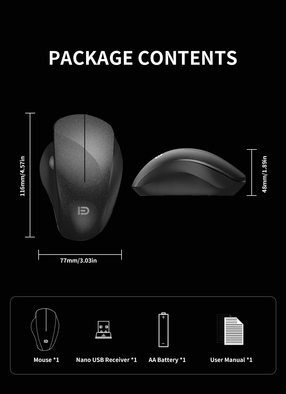 Ergonomic OEM I930 FD Wireless Trackball Mouse for Mac & Windows