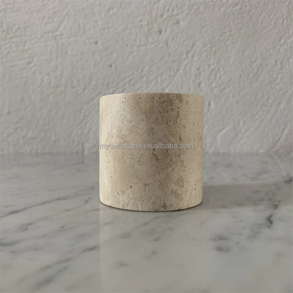 Classical Beige Travertine Cylindrical Stone Incense Block 2.5'' - Buy ...