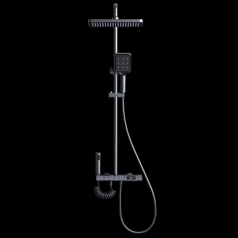 Modern Digital Piano Grey Mixer Shower Set Brass Bathroom Faucet With ...