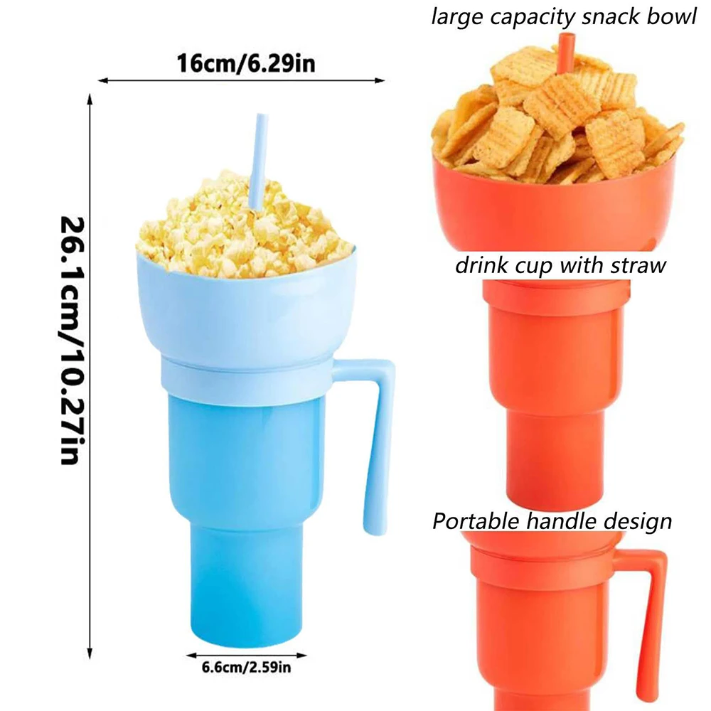 Snack Bowl 2 in 1 Travel Cup - Perfect for Popcorn & Drinks