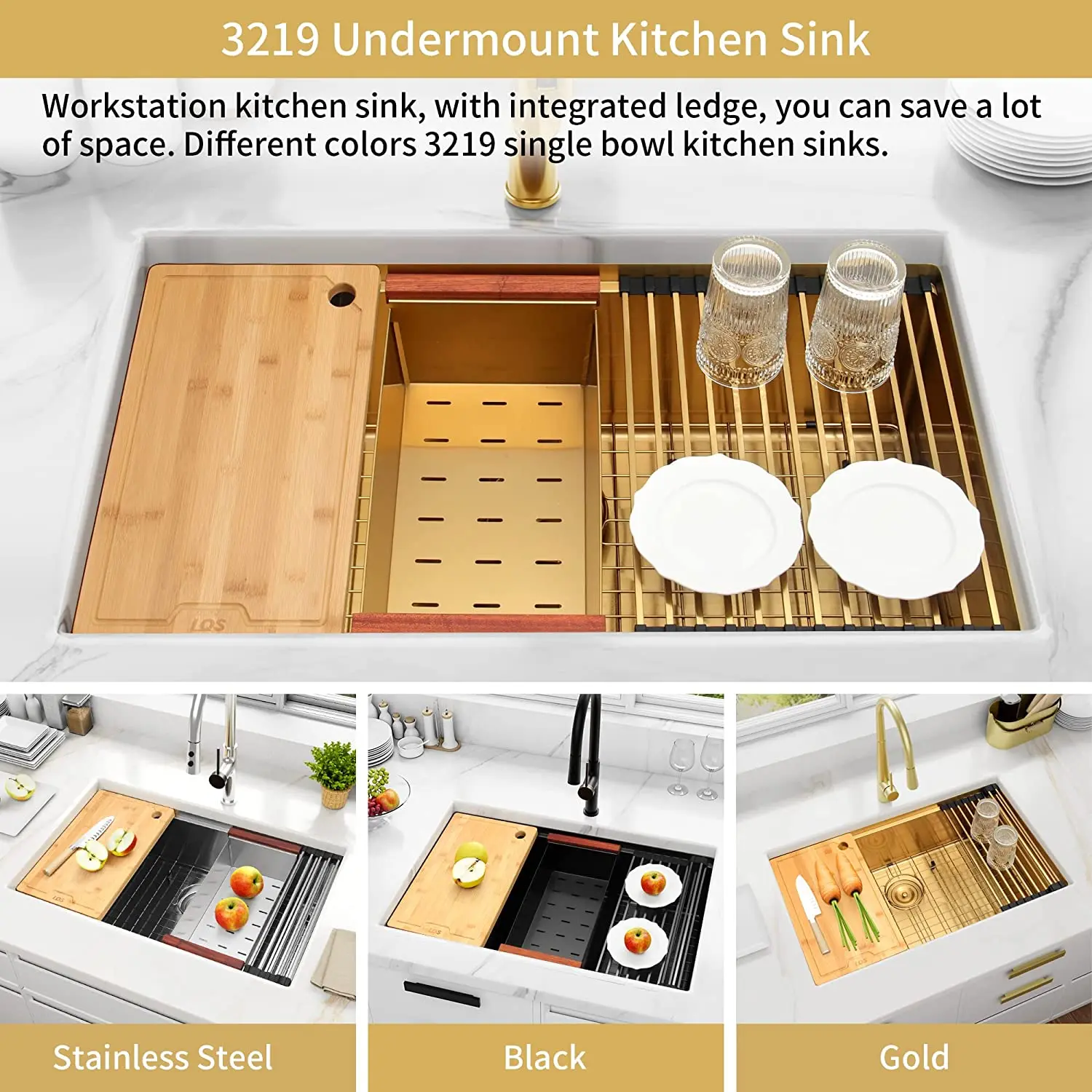 Workstation Ledge Undermount Single Bowl Kitchen Workstation Sink Under ...