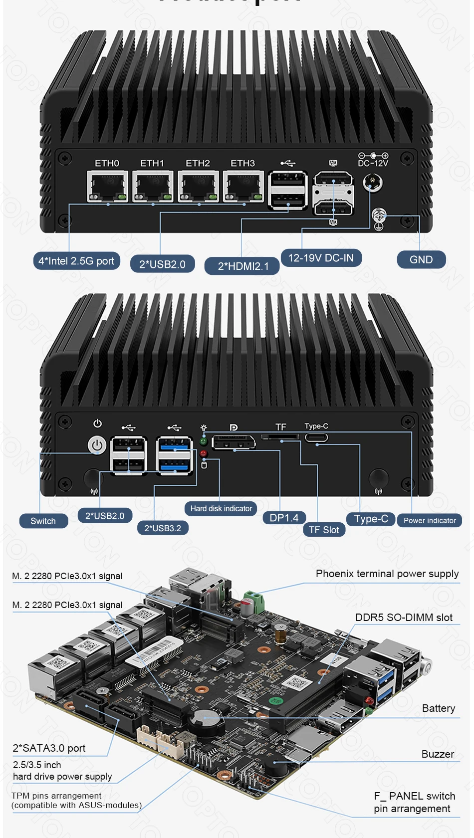 Мини-ПК Intel Firewall 12-го поколения Alder Lake i3 N305 8-ядерный ...