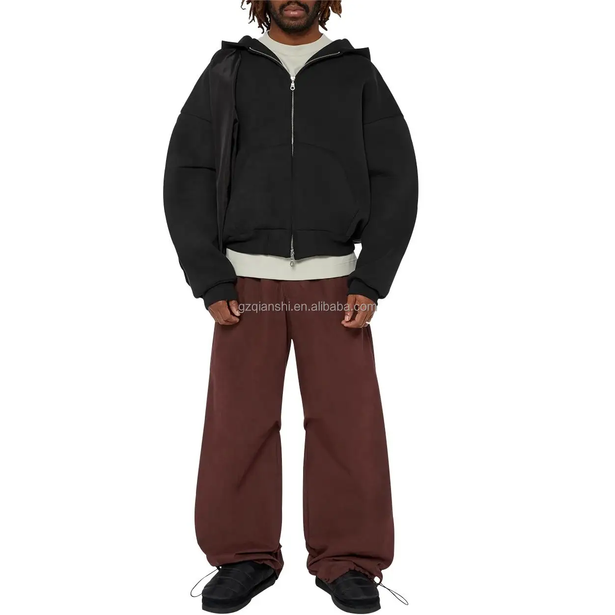 500 Gsm French Terry Hoodies Zip Ups 100% Cotton Heavyweight Black ...