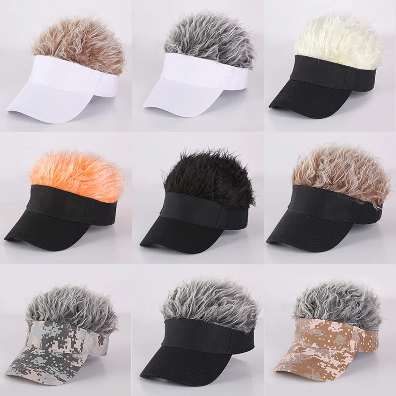 Men's Novelty Spiked Hair Visor Sun Funny Golf Hats
