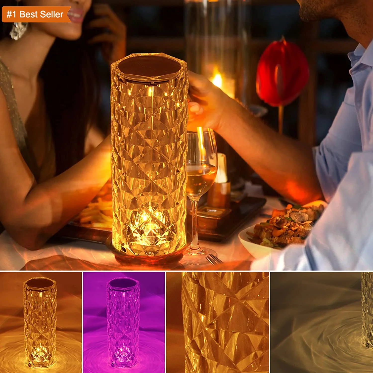Crystal Lamp 16 Color Changing Rgb Night Light Touch Lamp Usb Romantic ...